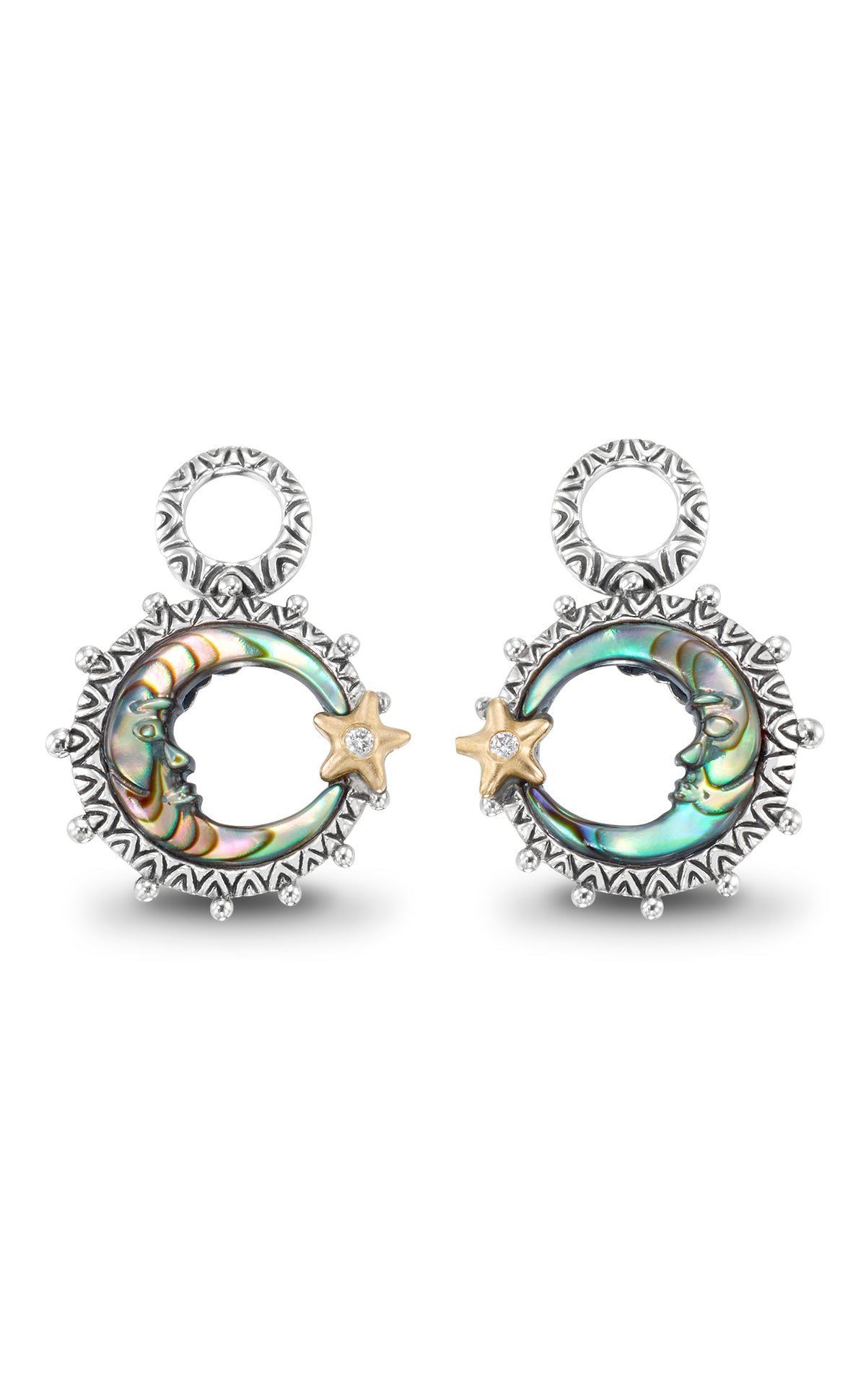 Moon & Star Earring Charms – Diamond & Abalone– Barbara Bixby
