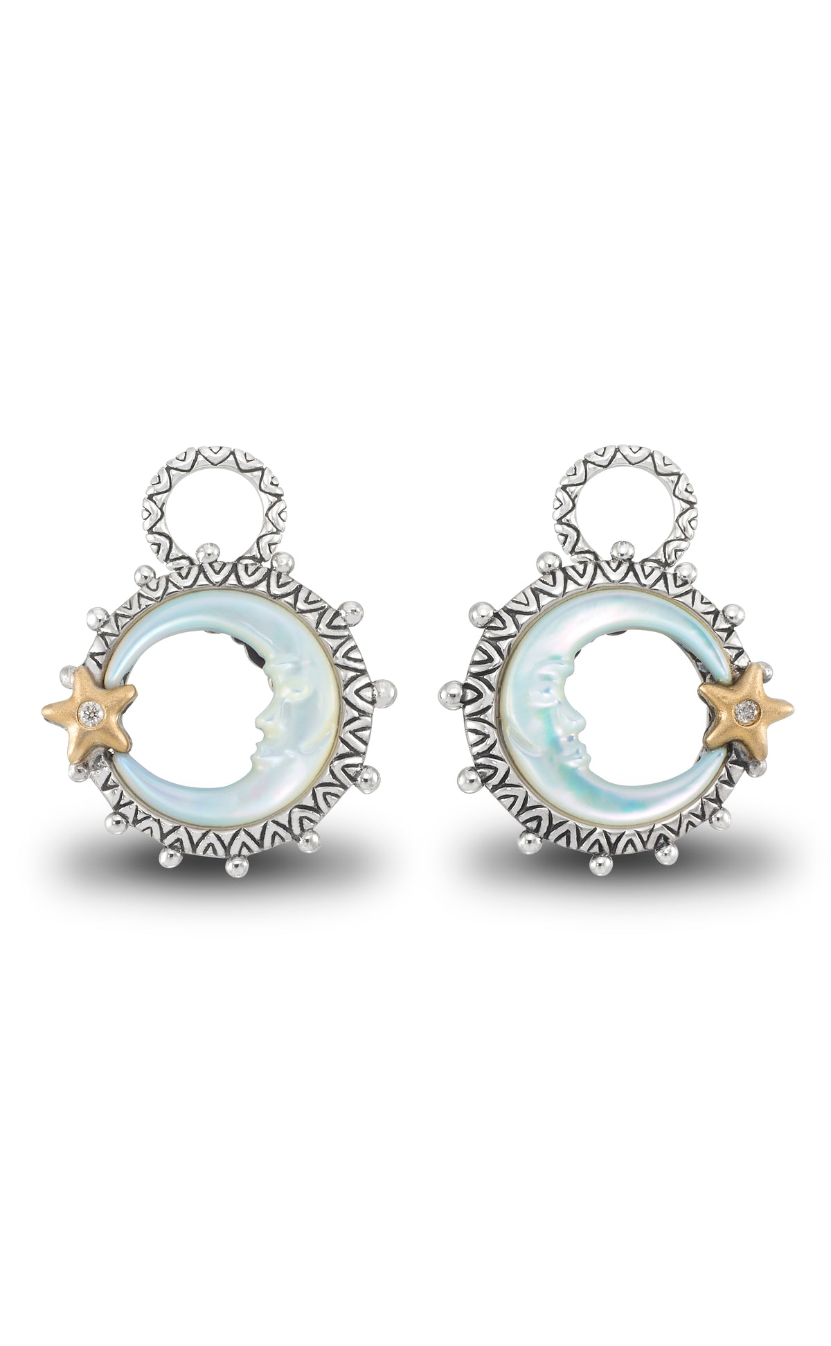 Moon & Star Earring Charms – Diamond & Mother of Pearl– Barbara Bixby