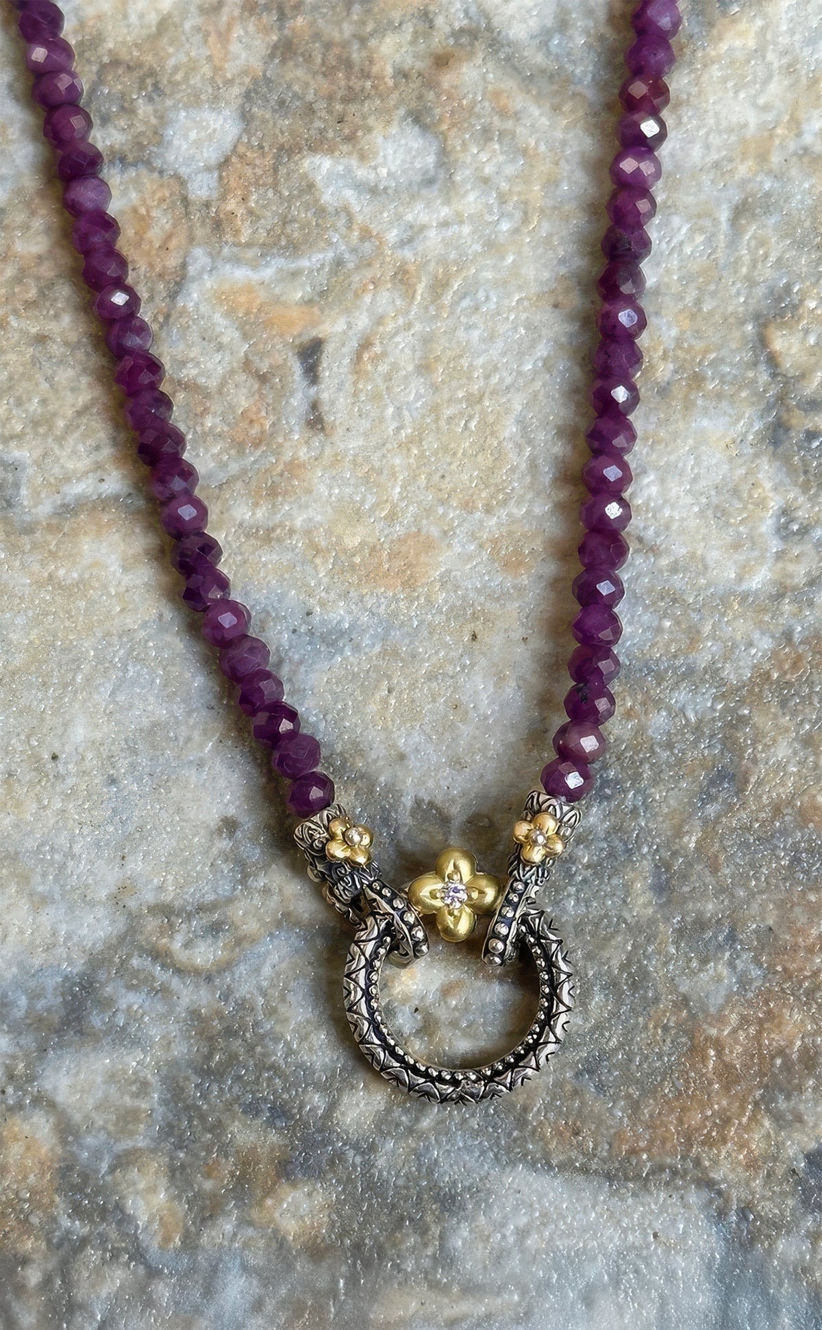 Signature Collection Bead Necklace Clip End Caps – Purple Ruby– Barbara ...