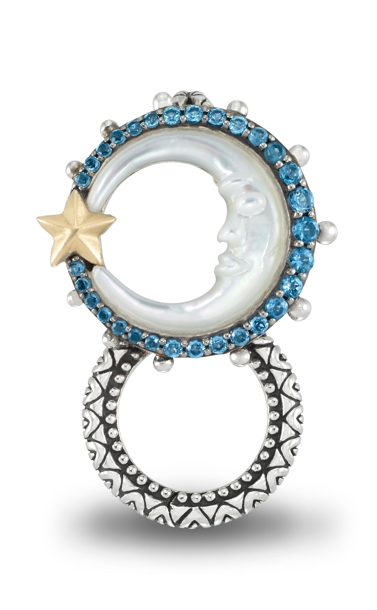 Moon & Star Click Charm – London Blue Topaz & Mother of Pearl– Barbara ...
