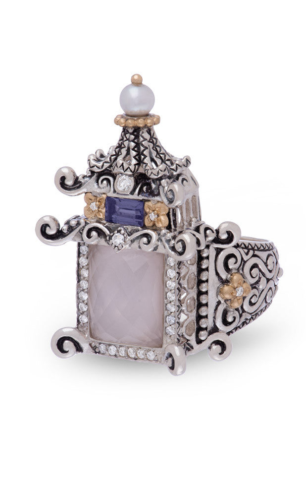 Sacred Gem Pagoda Ring – Pink Mother of Pearl Doublet– Barbara Bixby